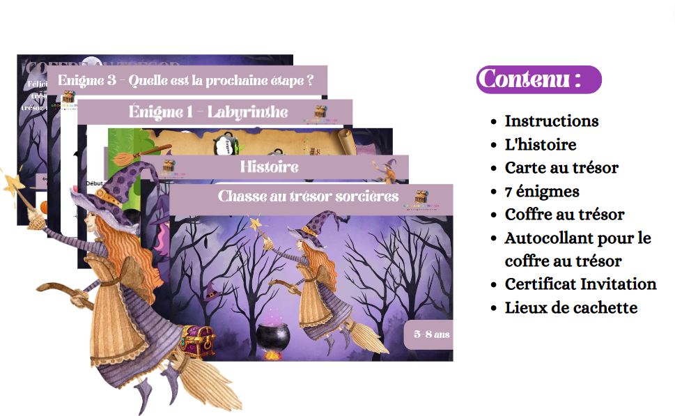 Chasse au trésor sorcières à imprimer 5-8 ans-Kit Chasse au Trésor